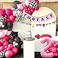Amazon.com: JeVenis Pink Two Fast Two Curious Birthday Decorations Two ...