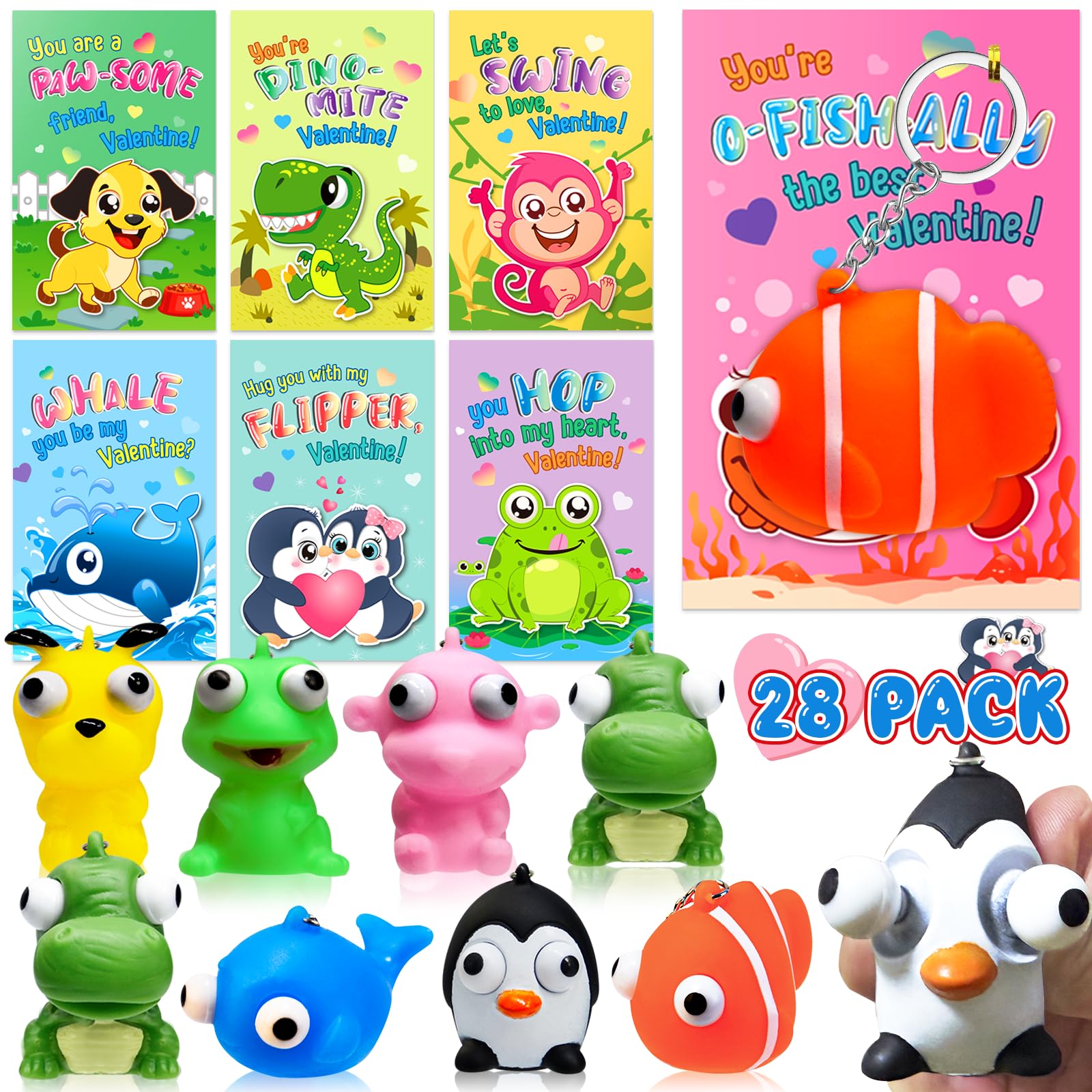 Uranus&No.1 Valentines Day Gifts for Kids - 28 Pack Valentines Day ...