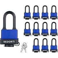 Colored Waterproof Padlocks, Heavy Duty Laminated Steel Body with Blue ...
