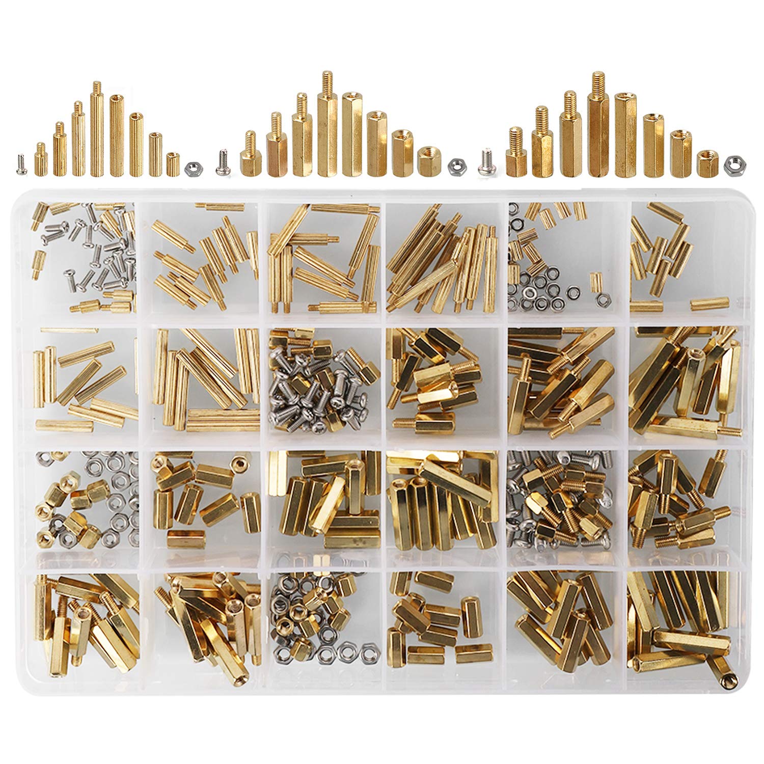 HanTof 360pcs M2 M2.5 M3 Male Female Hex Brass Spacer Standoff Bolt ...