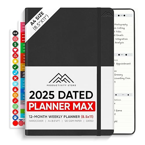 PRODUCTIVITY STORE Pro Max - Dated, 2025 Planner, 8.5" x 11" - The #1 Productivity Planner to ...