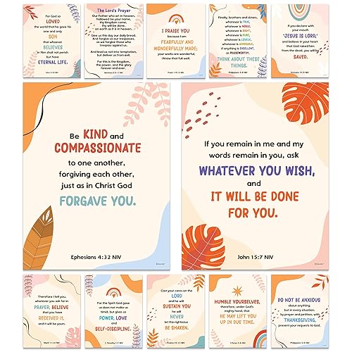 Decorably 12 Boho Bible Verse Posters for Classroom, 11x14in Matte ...