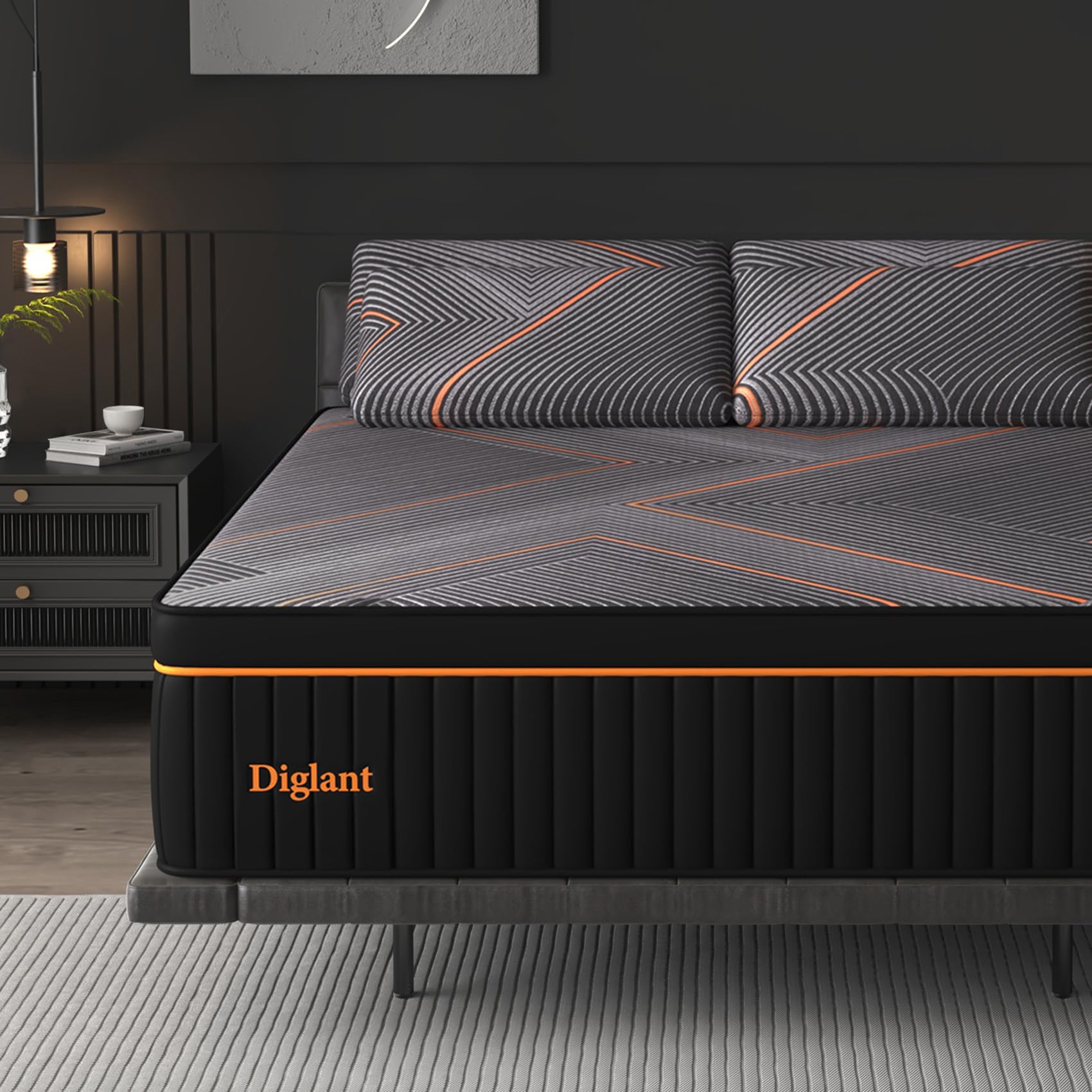 DIGLANT King Mattress, 14 Inch Plush Hybrid Mattress, Soft Memory Foam ...