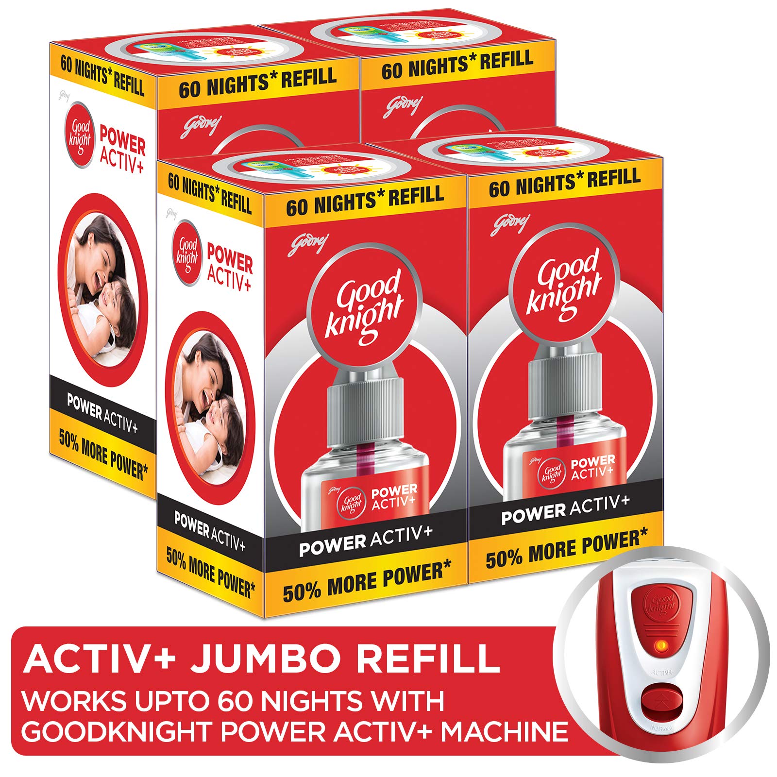 Good Knight Power Activ+, Mosquito Repellent - 45ml, 60 Nights Jumbo ...
