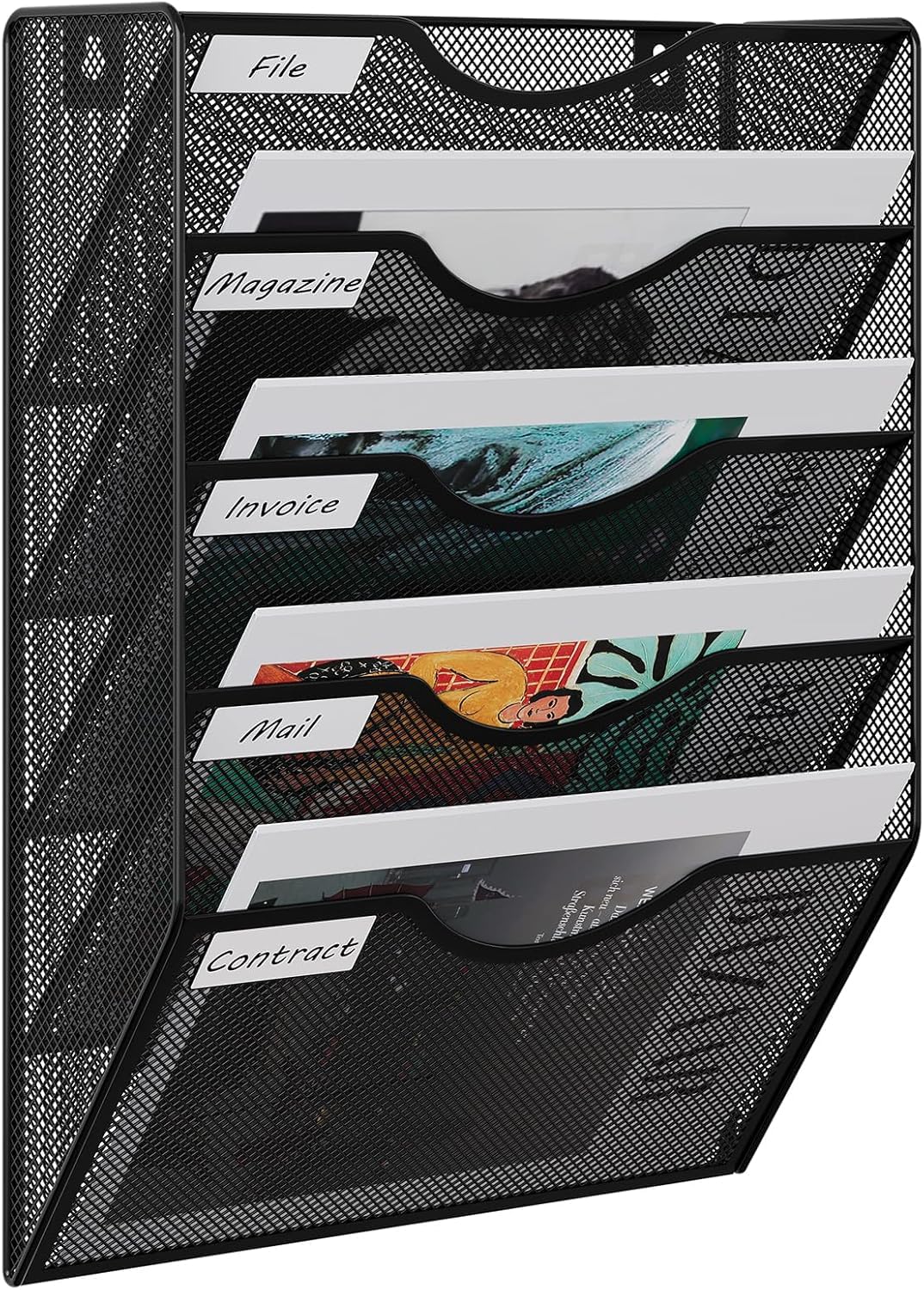 EasyPAG Wall File Holder 5 Pocket Mesh Hanging Wall Organizer Vertical ...