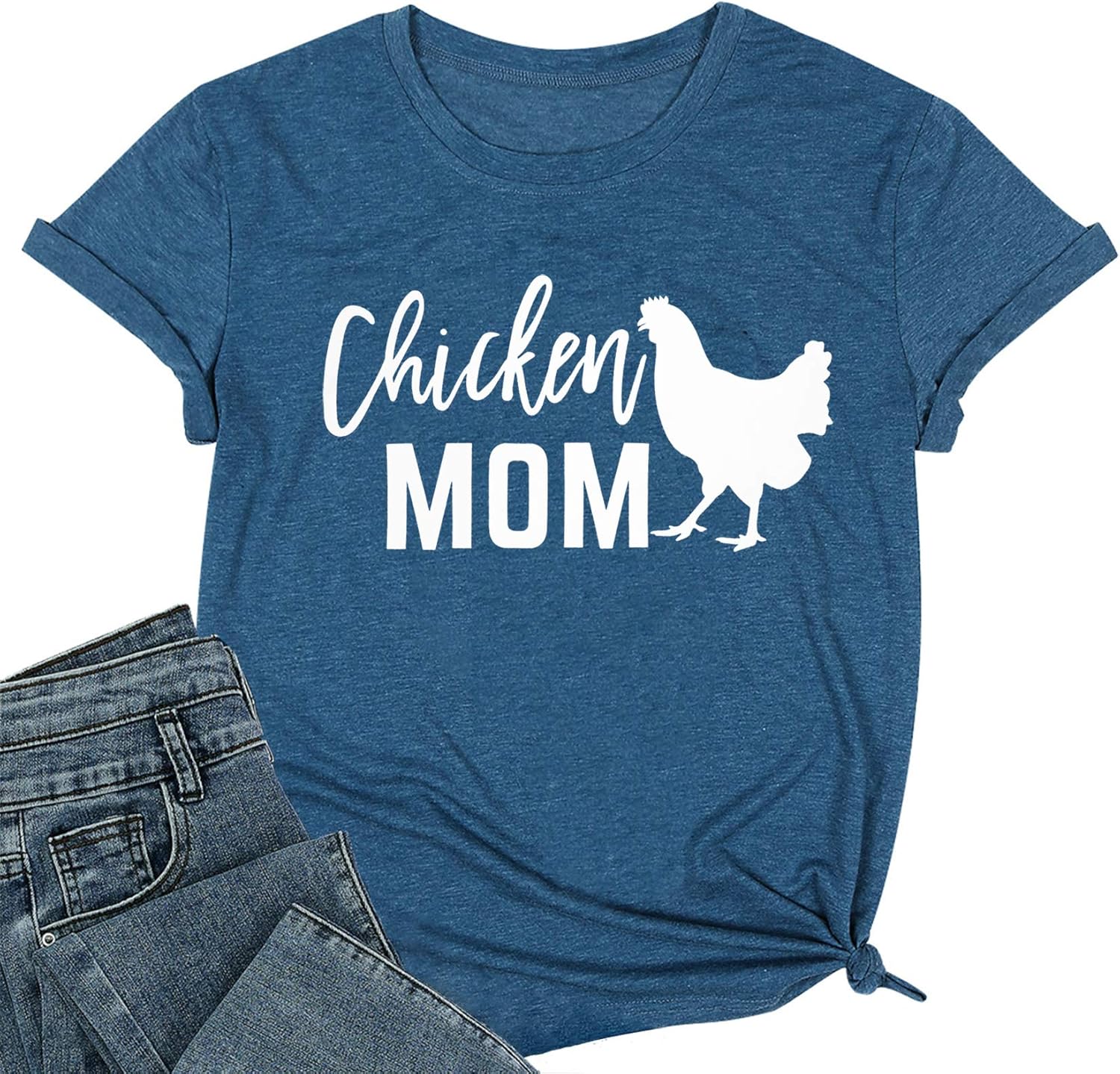 Chicken Mom T-Shirt Women Funny Hen Chiken Farm Humor Graphic Mother ...