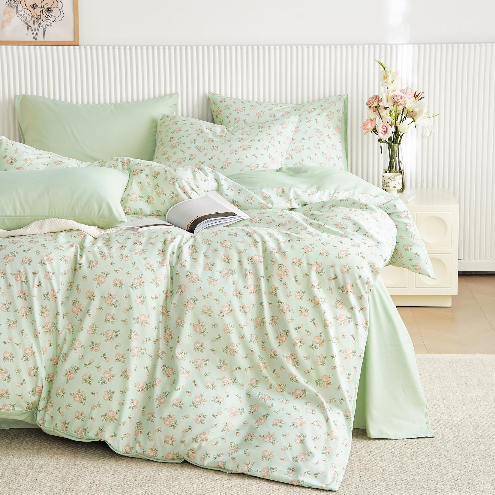 Wake In Cloud - Floral Comforter Set, Coquette Cottagecore Aesthetic ...