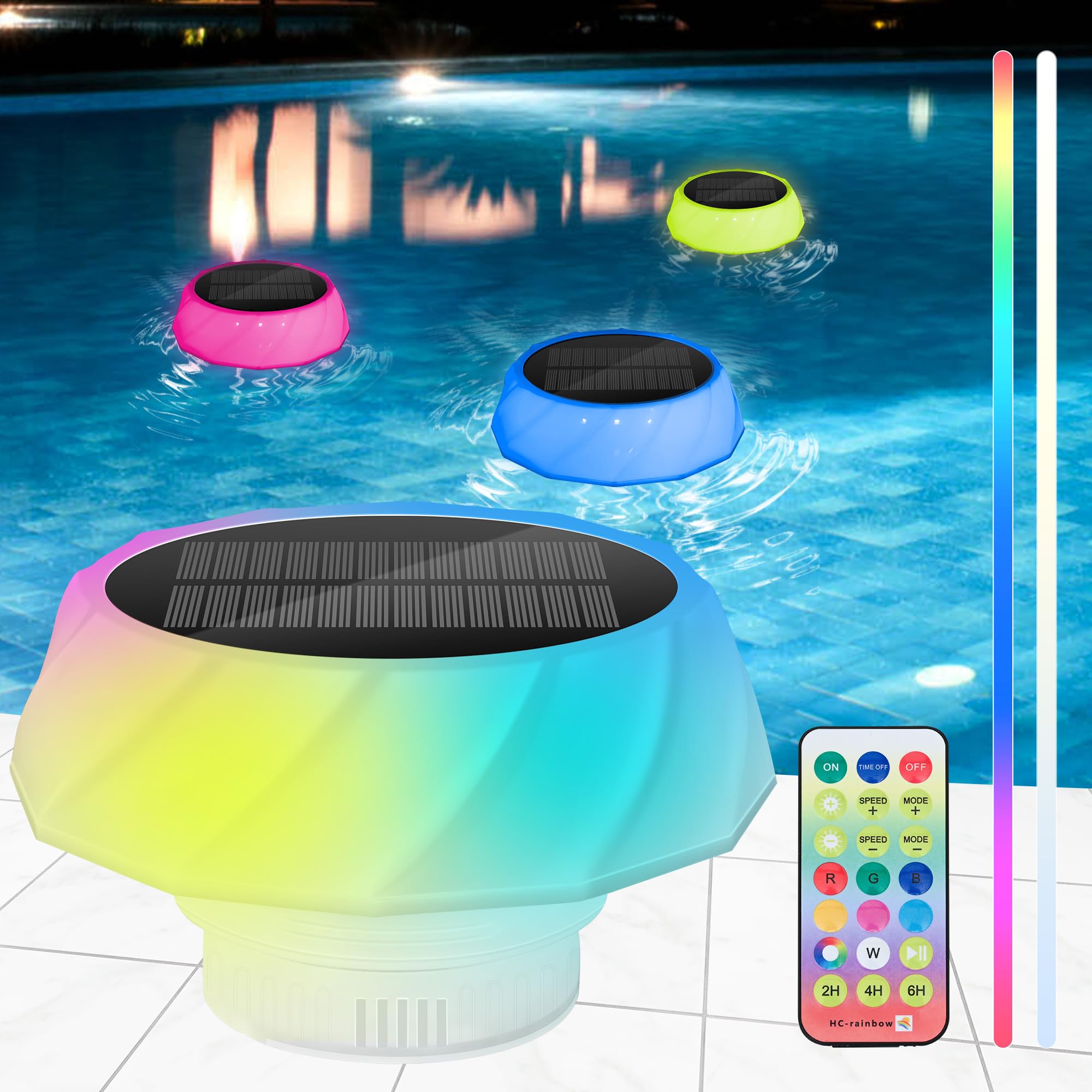 Solar Pool Chlorine Floater, Chlorine Floater with RGB & White Colorful ...