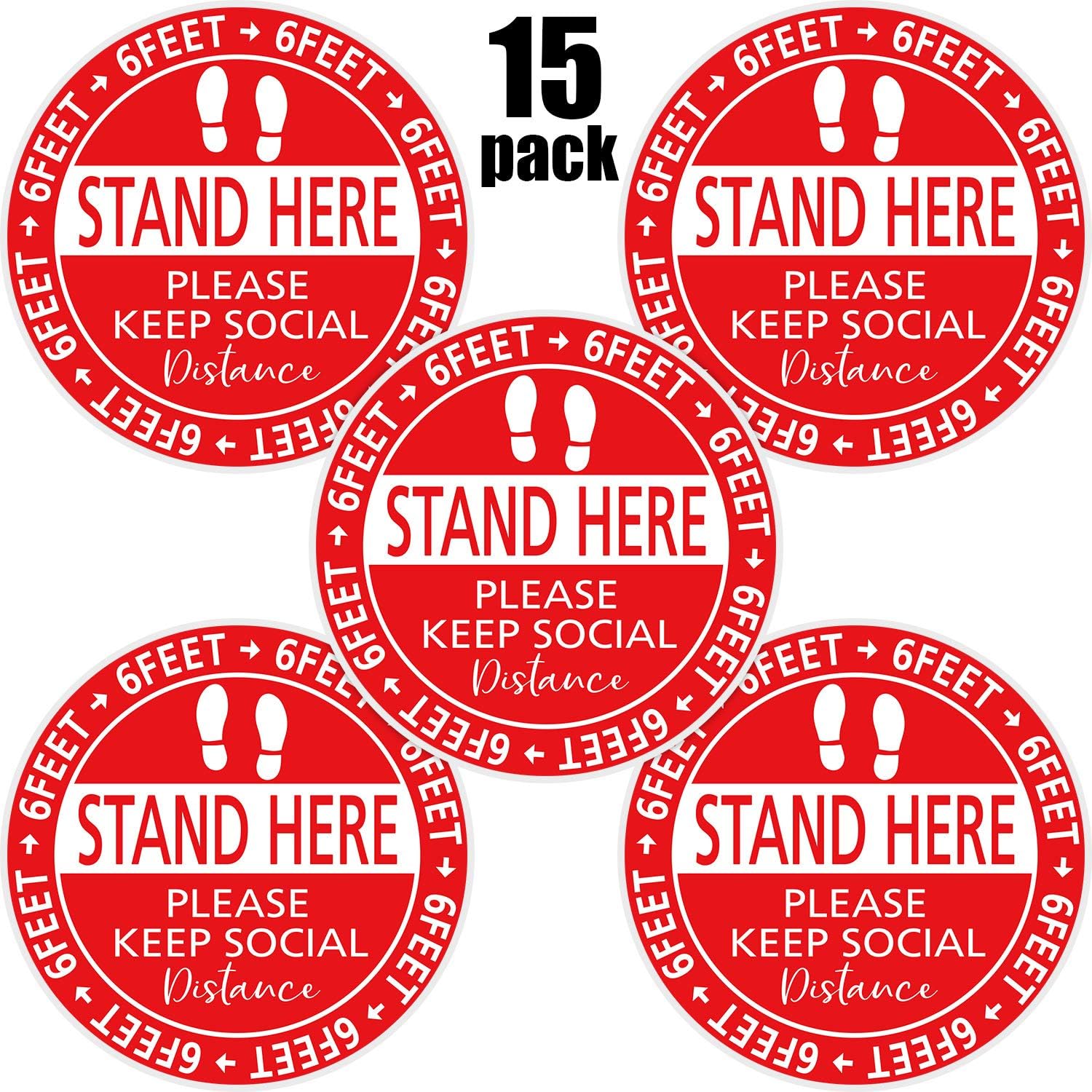 15 Pieces Social Distance Floor Decals Stickers, Safety Floor Sign ...