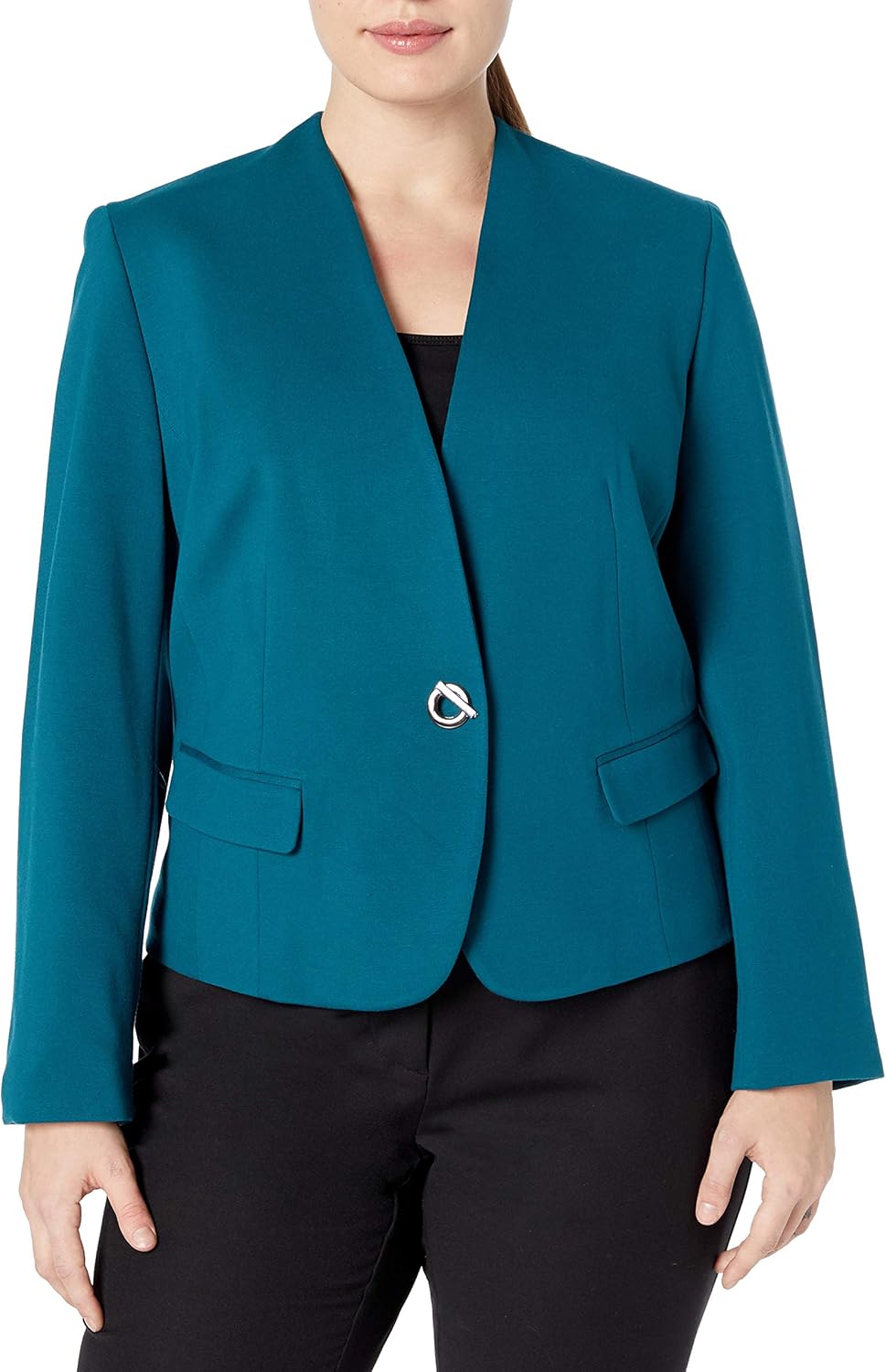 Amazon.com: NINE WEST Women's Plus Size Ponte 1 Button Jacket: Clothing