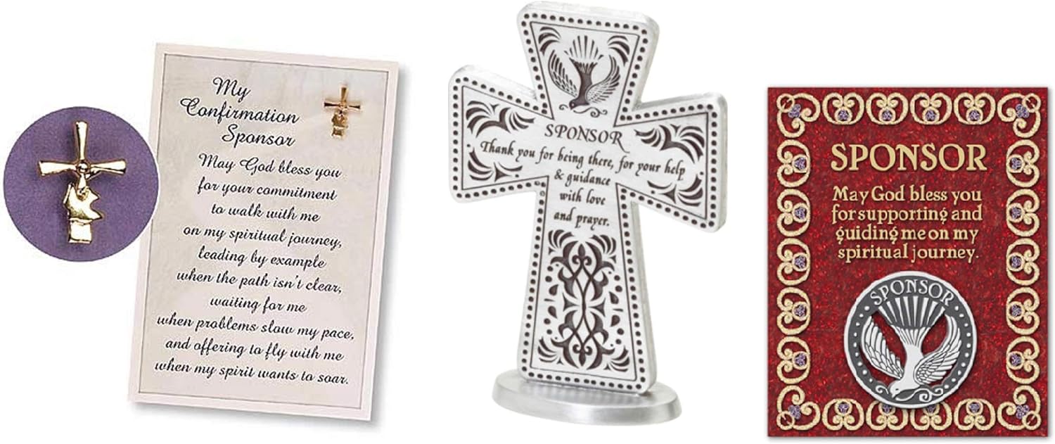 Confirmation Sponsor Gifts Set | Confirmation Sponsor Pin With Card ...