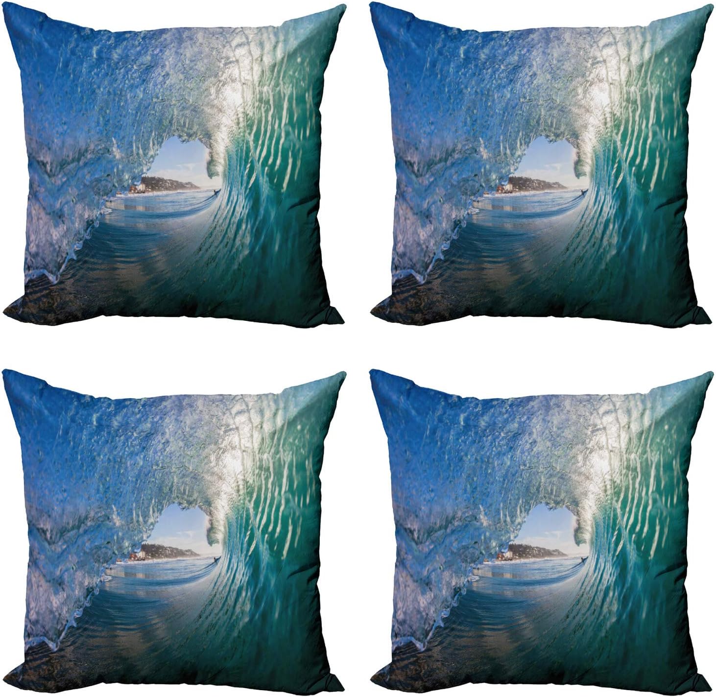 Amazon.com: Lunarable Wave Decorative Throw Pillow Case Pack of 4 ...