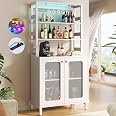 Amazon.com: Aheaplus Bar Cabinet with Power Outlets, 67" Tall Wine Bar ...