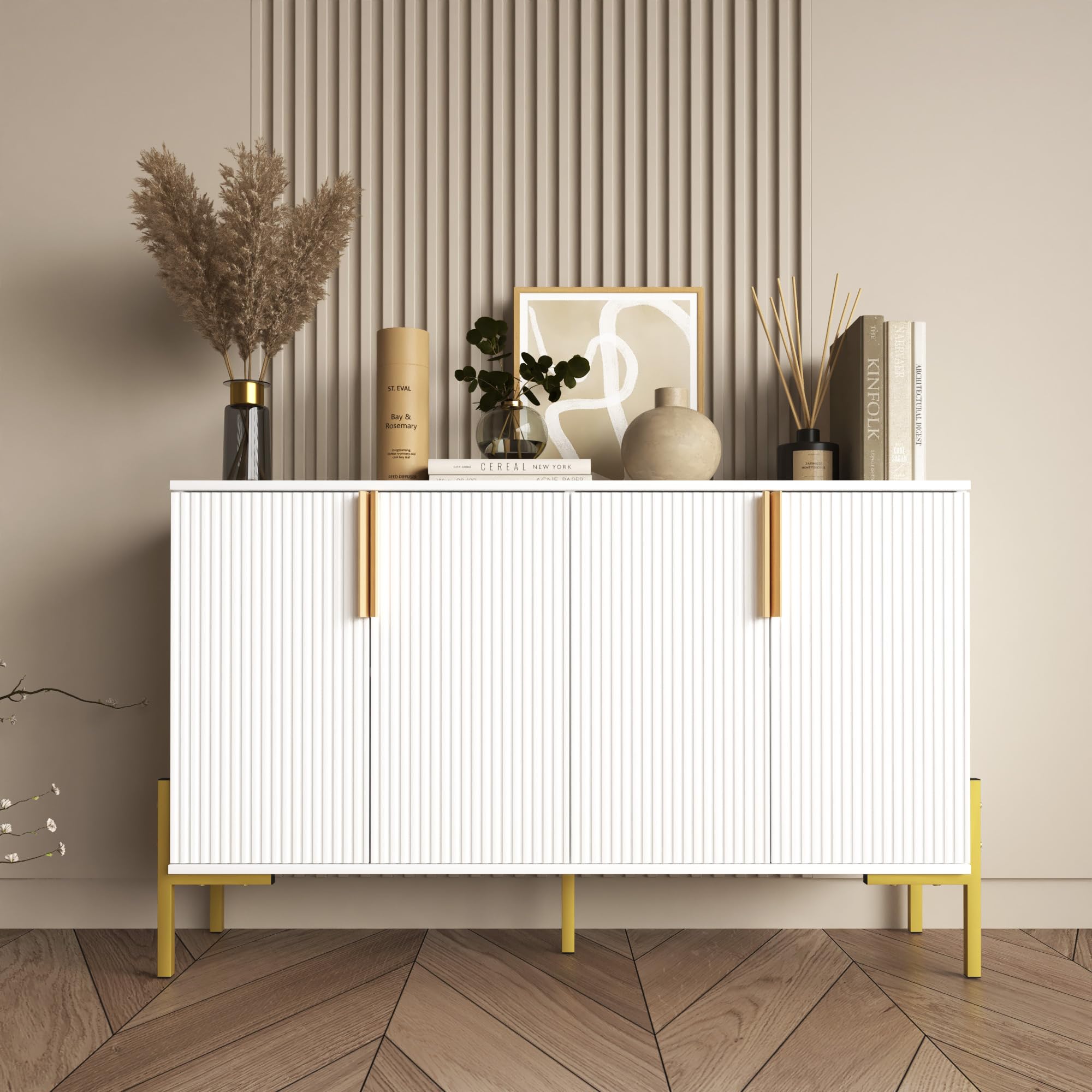 4 Doors Sideboard Buffet Cabinet with Adjustable Shelves,Modern Accent ...