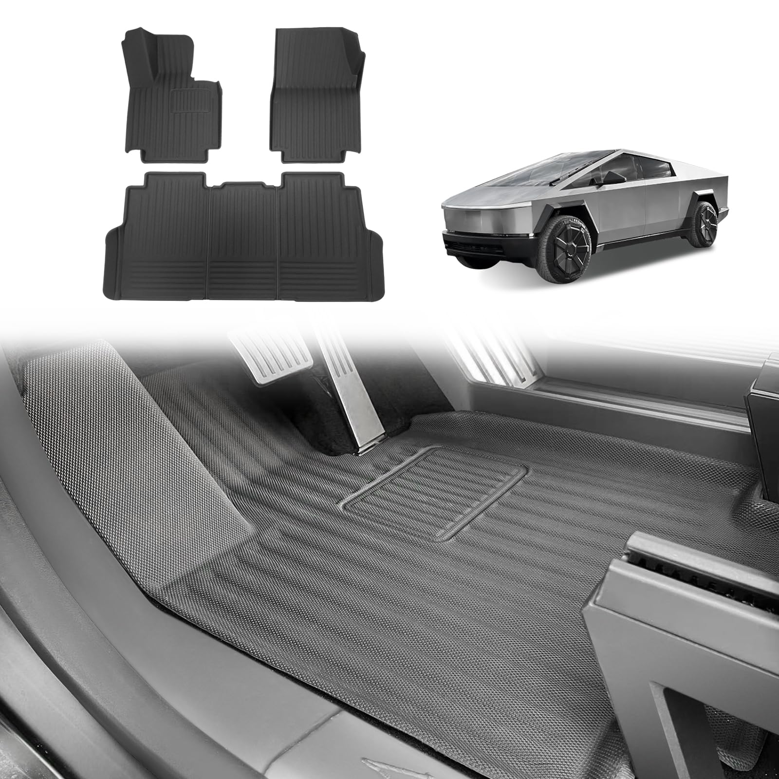 BestEvMod All Weather XPE Floor Mats Compatible with Tesla Cybertruck ...