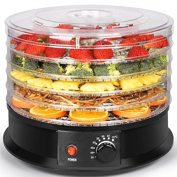 Sohler Electric Round Large Food Dehydrator Machine with 5 Tier Trays ...