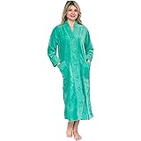 NDK New York Women's Zipper Front Chenille Bathrobe 100% Cotton Length ...