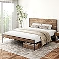 Amazon.com: CXVX King Size Metal Platform Bed Frame with Modern Wooden ...