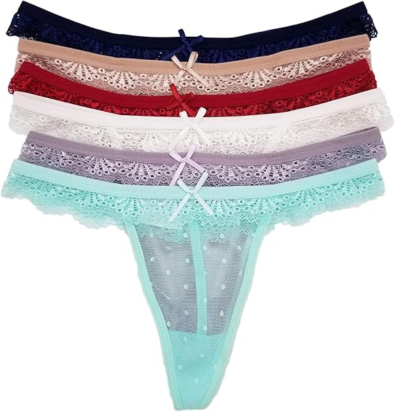 Amazon.com: Vision Underwear 6 Pack Cute See Through G-String Thongs ...