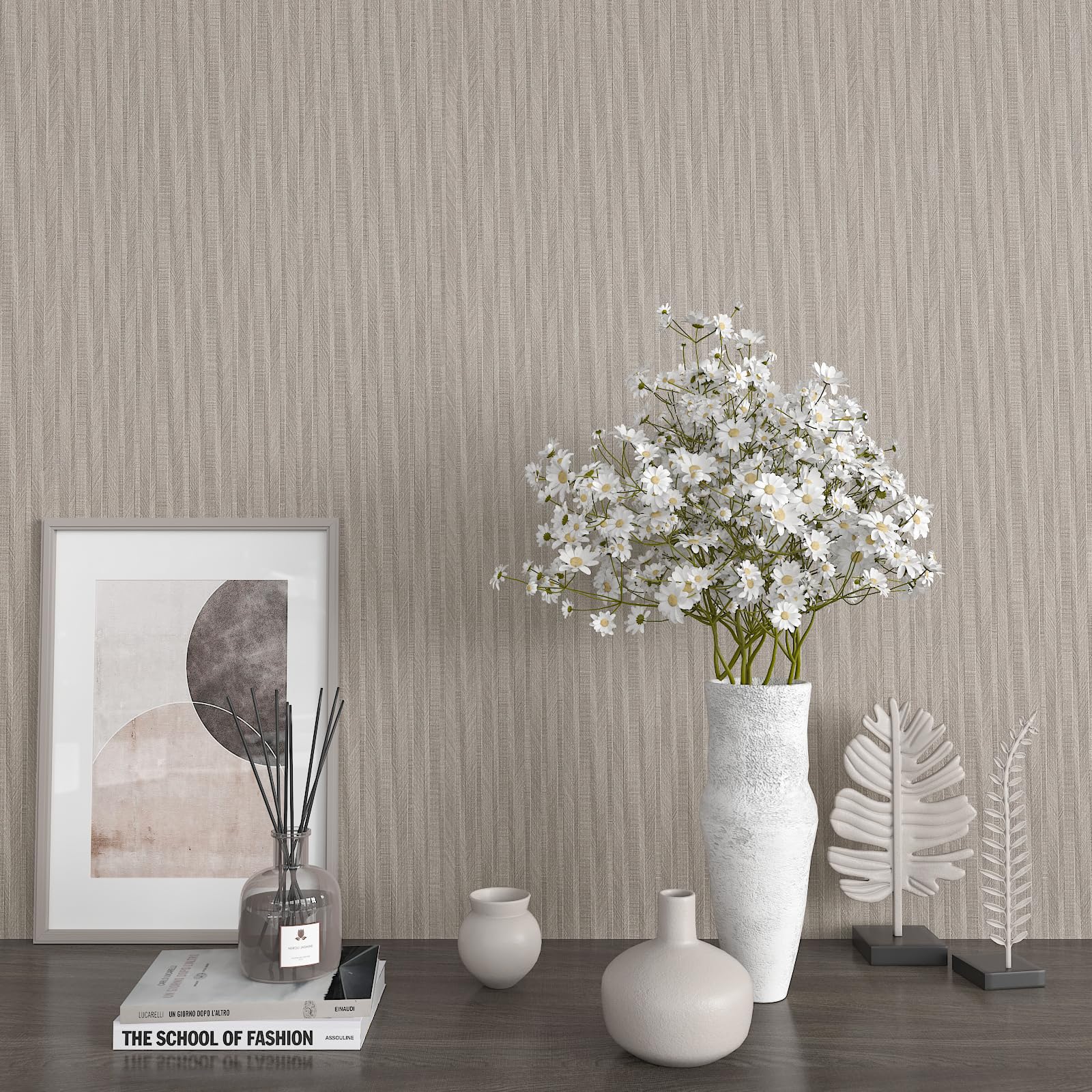 CHIHUT Light Brown Grasscloth Peel and Stick Wallpaper 12”x100 ...