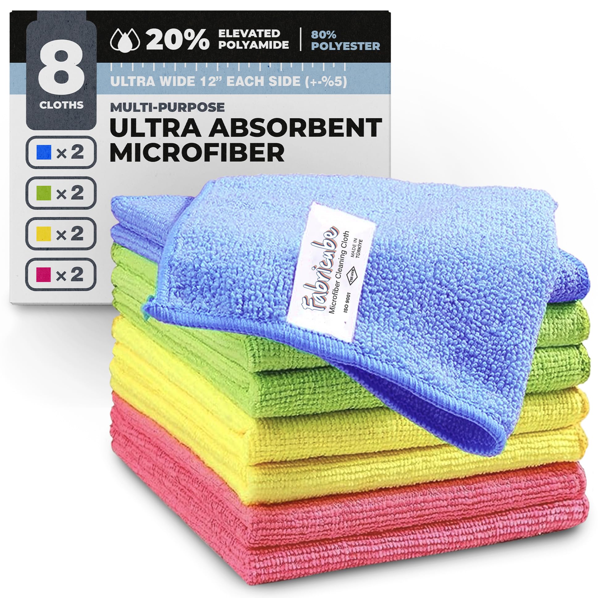 Fabricube Turkish Microfiber Cleaning Cloth of 4 Colors | 20% Polyamide ...