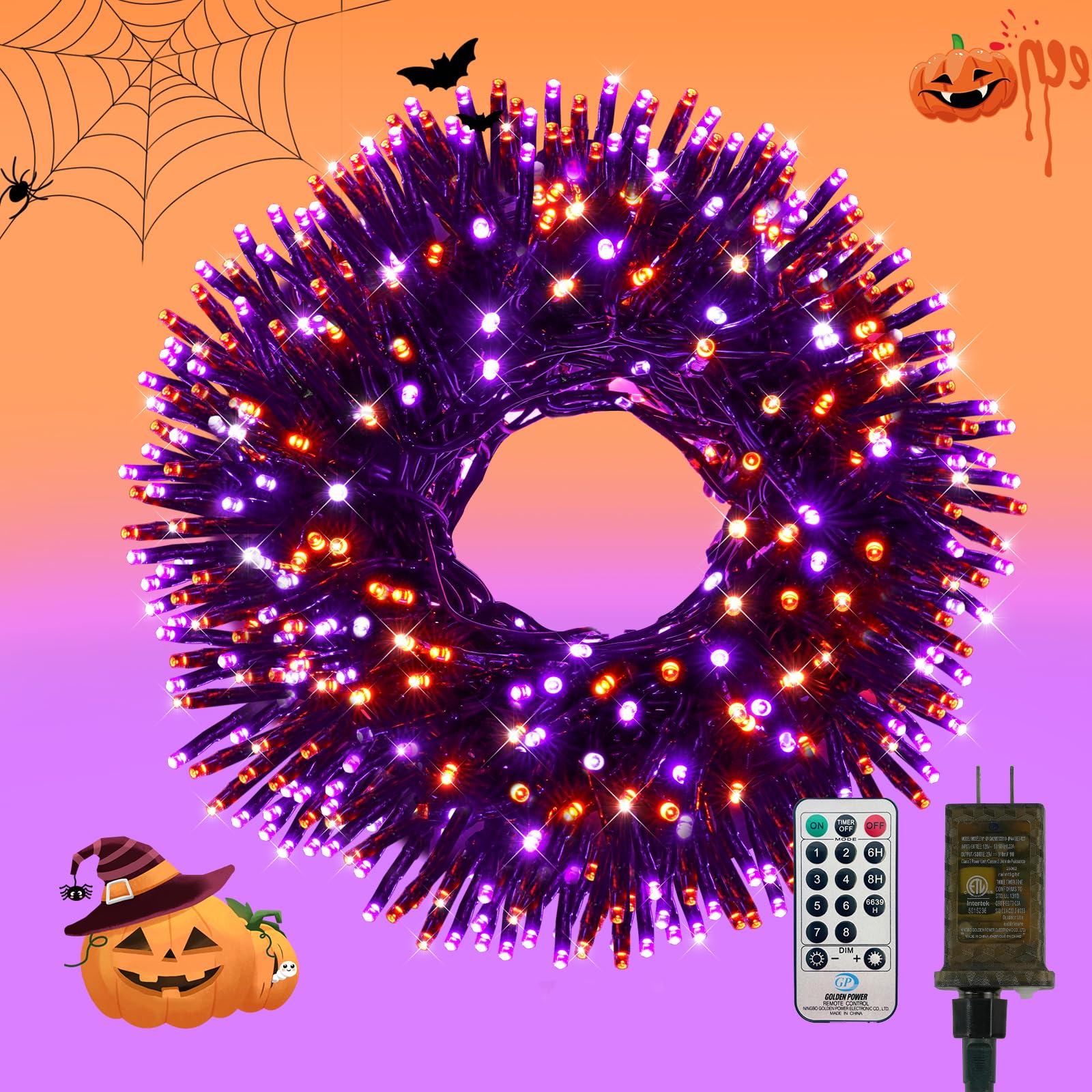500 LED Halloween Cluster Lights, Firecracker Lights with Remote & 8 ...