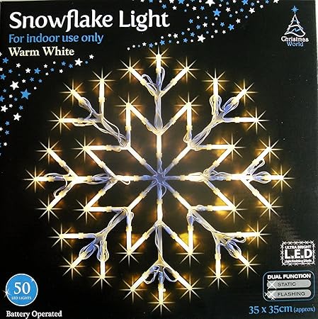 WARM WHITE SNOWFLAKE WINDOW LIGHT CHRISTMAS XMAS LED LIGHT: Amazon.co ...
