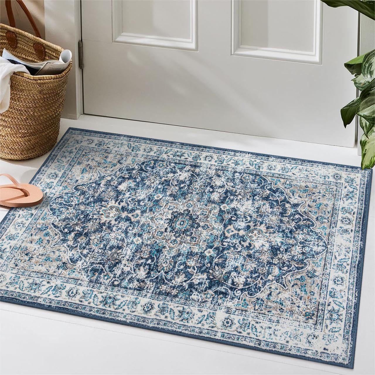 Beeiva Vintage Indoor Rugs for Entryway, 2x3 Washable Rug Non Slip Soft ...
