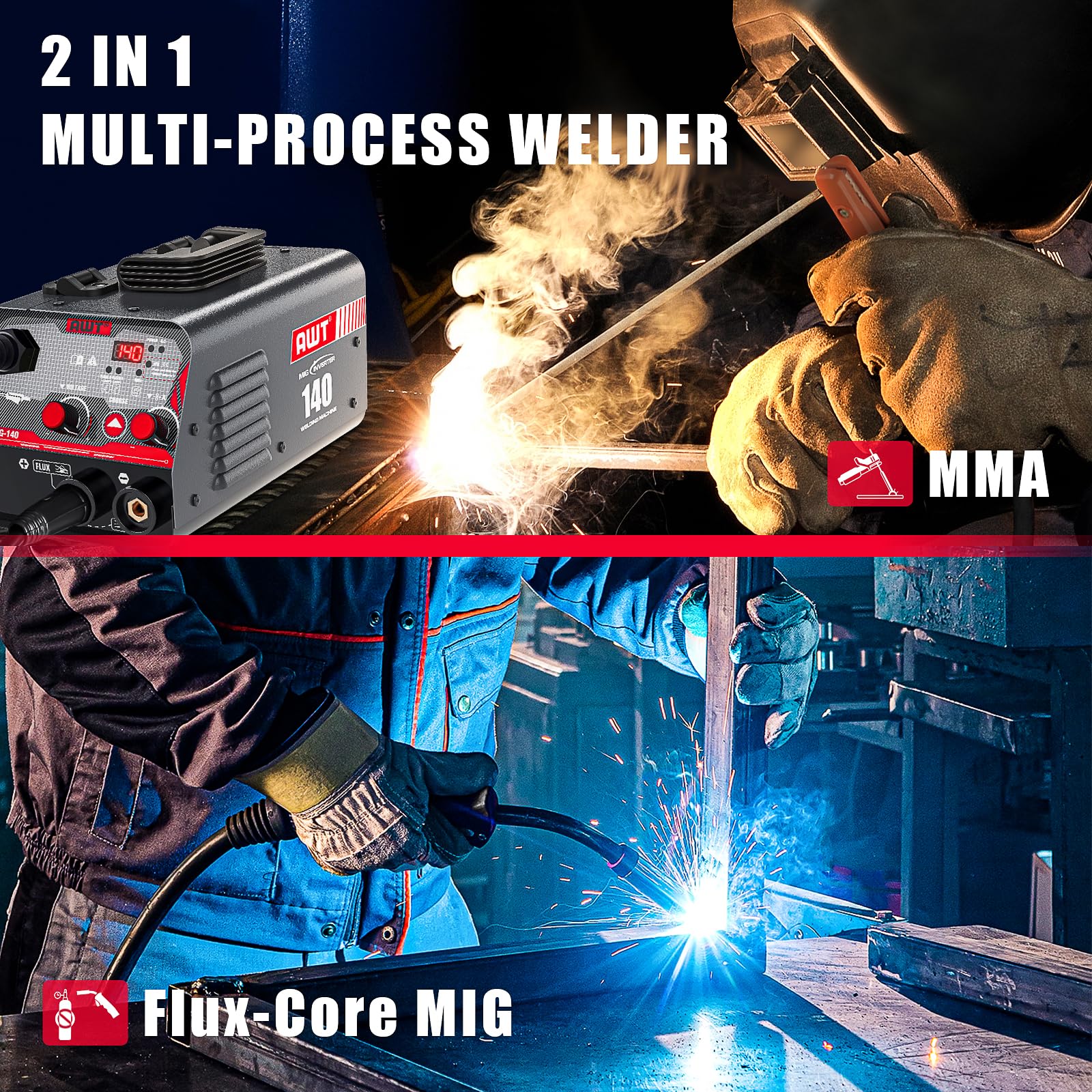 Mua AWT MIG Welder 140Amp, Flux Core MIG Welder/Stick 2 in 1 Welding ...