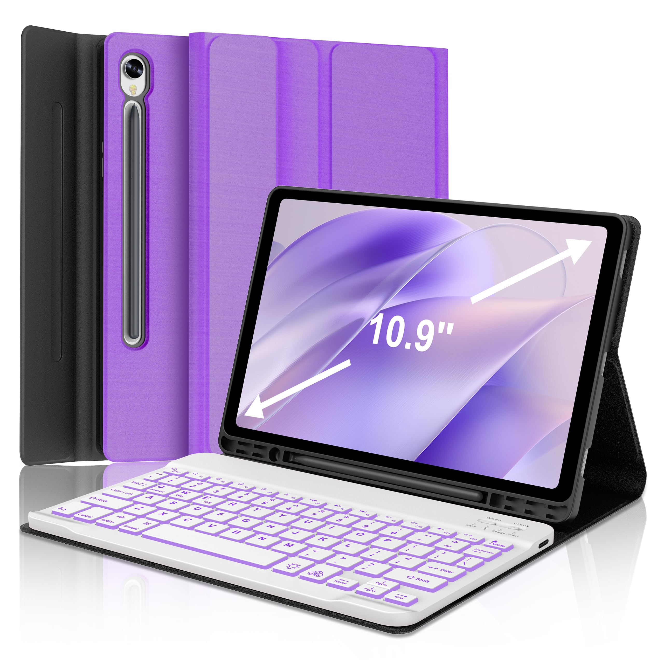 JADEMALL Keyboard Case for Samsung Galaxy Tab S9 FE, Detachable Wireless Bluetooth Keyboard, 7 ...