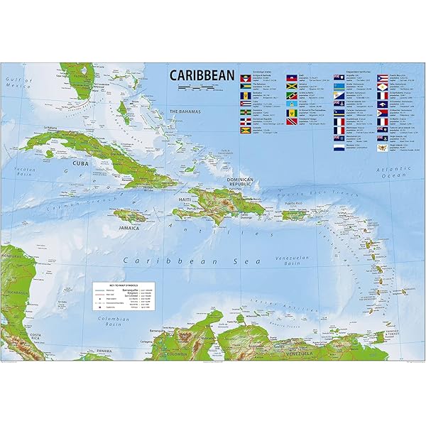 World Map Poster NATIONAL GEOGRAPHIC: CARIBBEAN CLASSIC WALL MAP Travel Map