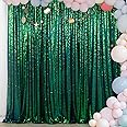 Amazon.com: ShinyBeauty Sequin Backdrop 5FTx7FT Iridescent Green Sequin ...