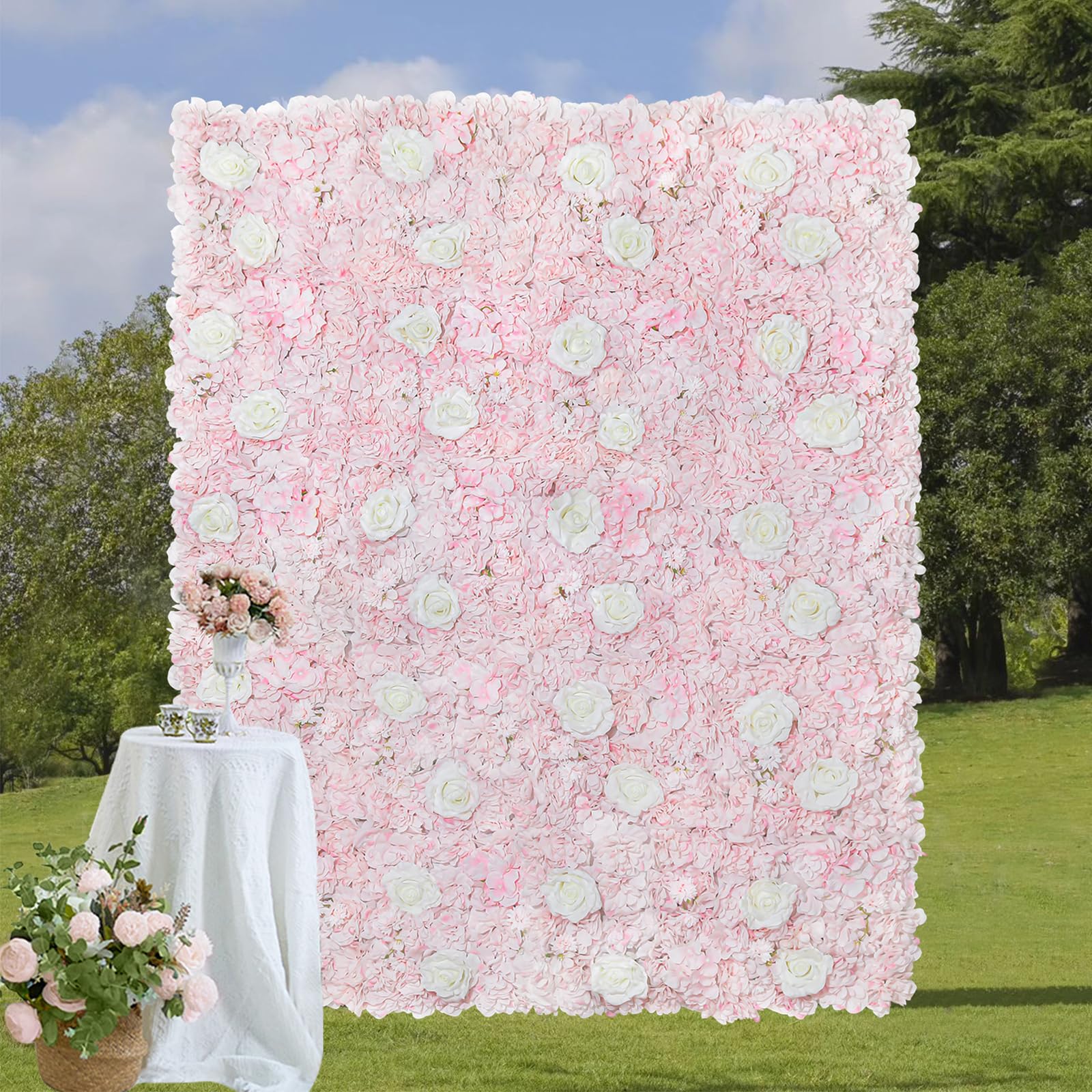 Light Pink Flower Wall Backdrop Panels 7.5ftx3.74ft Floral Wall 3D ...