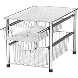 Amazon.com: Simple Houseware Stackable 2 Tier Sliding Basket Organizer ...