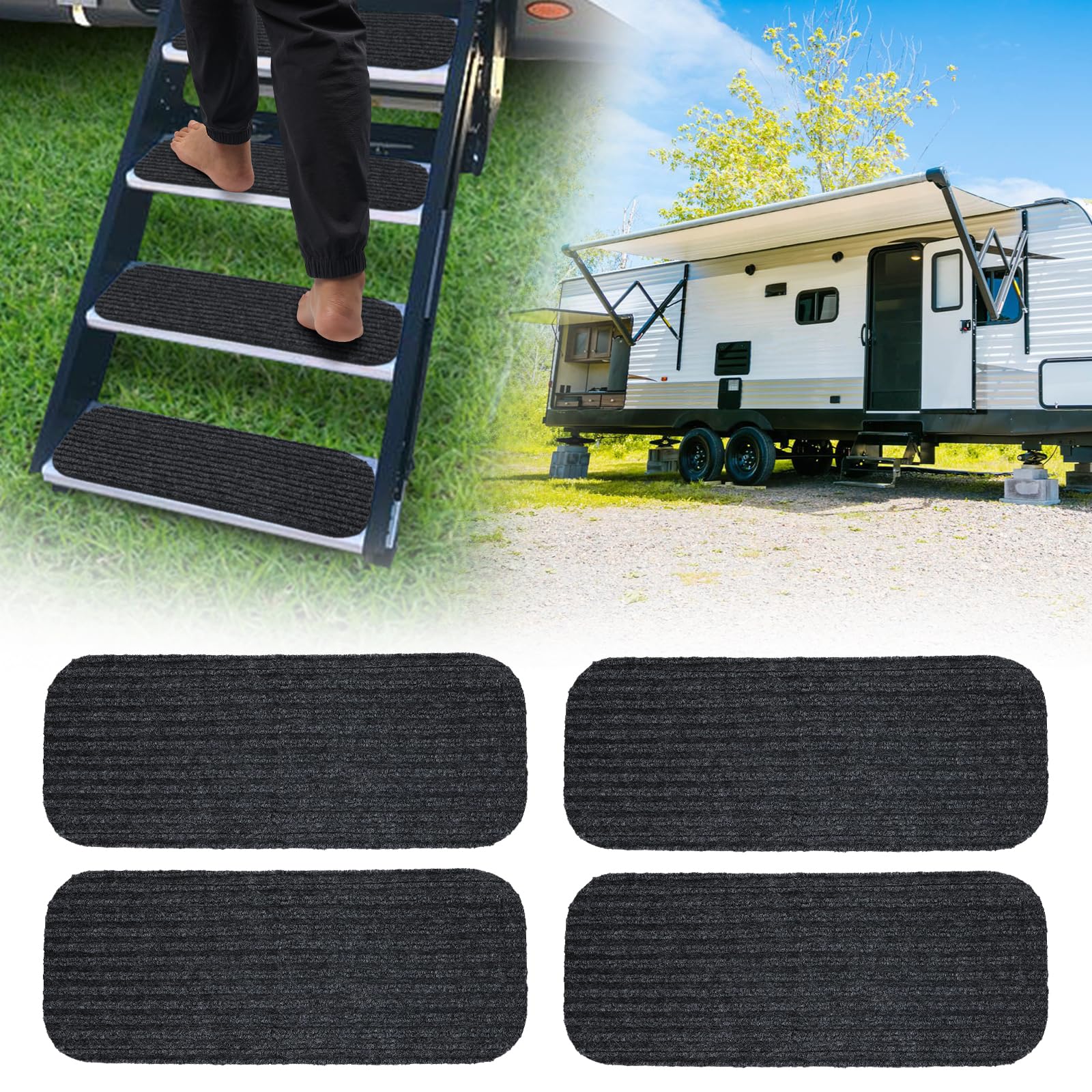 WATERWICH RV Step Covers 4 Pack Stair Covers RV Step Rug for RV Mobile ...