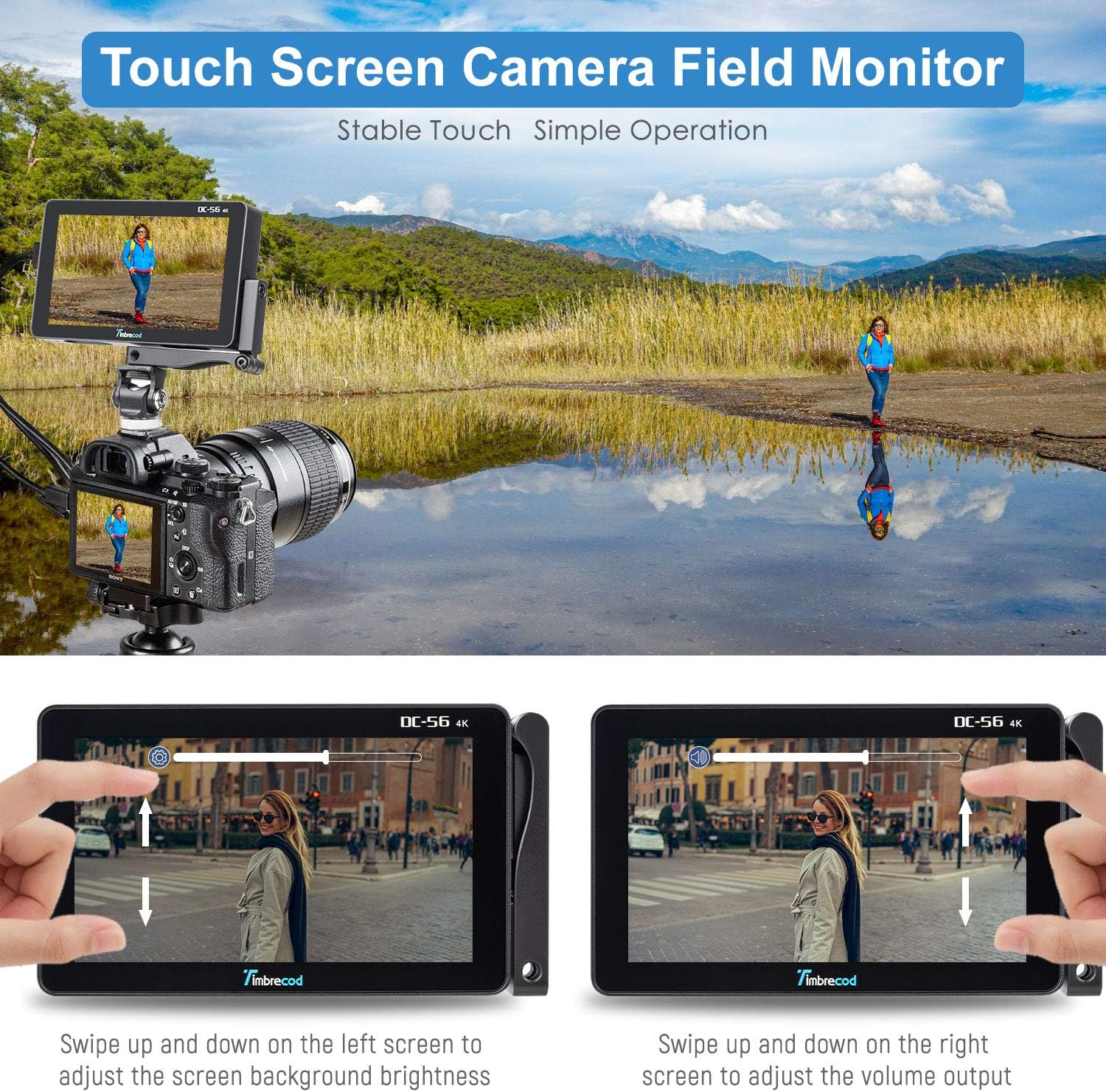 Timbrecod DC-56 DSLR on Camera Monitor 5.5 Inch Touch Screen Camera ...
