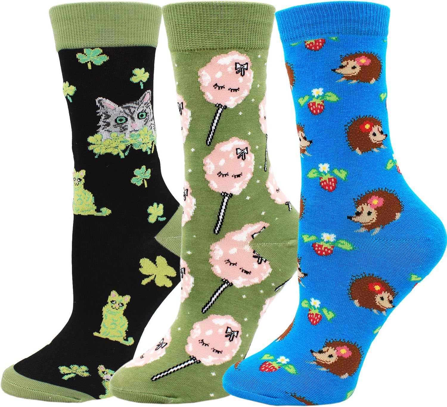 Fun Crazy Novelty Socks for Women Girls Cute Hedgehog,Cat Animal Socks ...