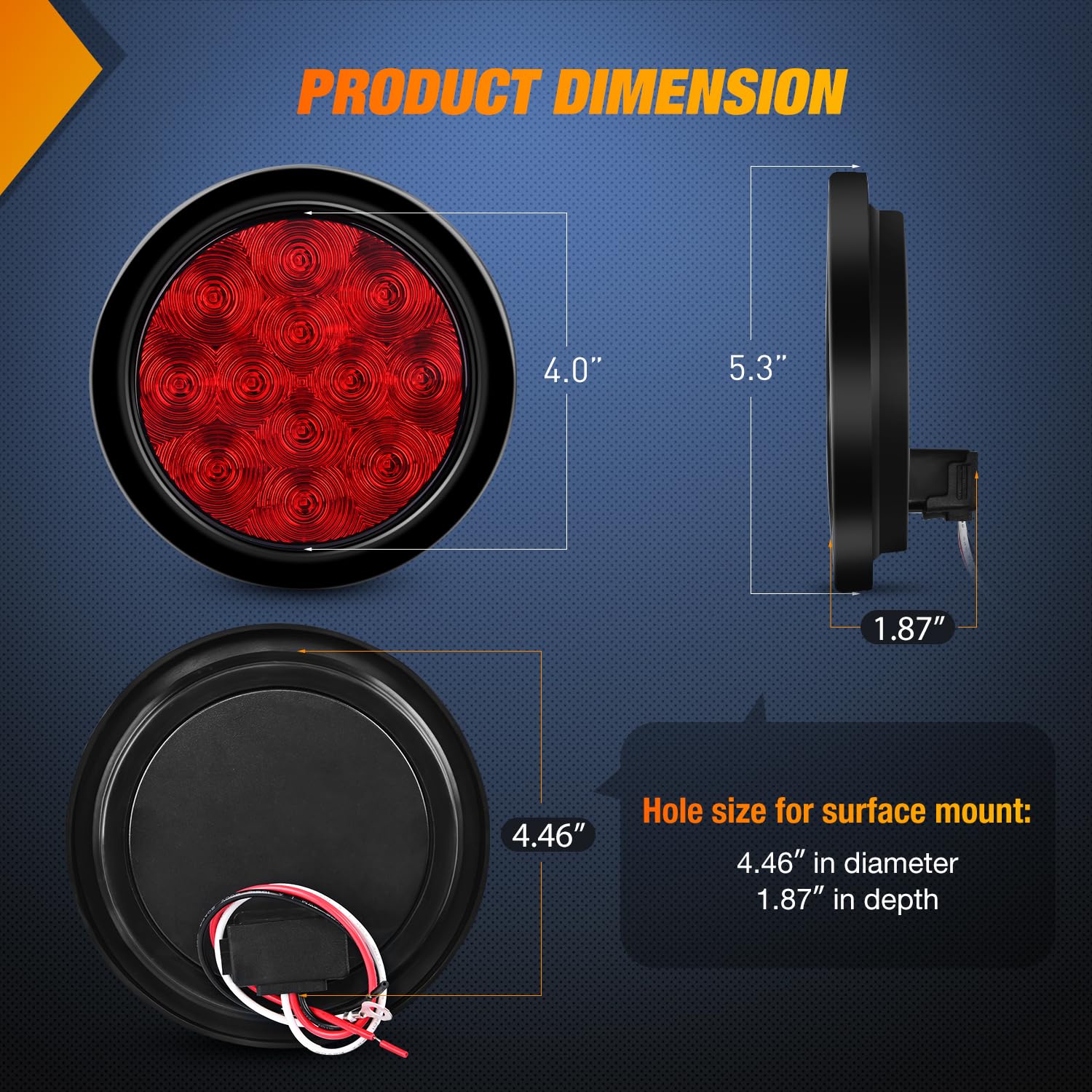 Mua Nilight - TL-18 2PCS 4" Round Red LED Trailer Tail Lights w/Surface ...