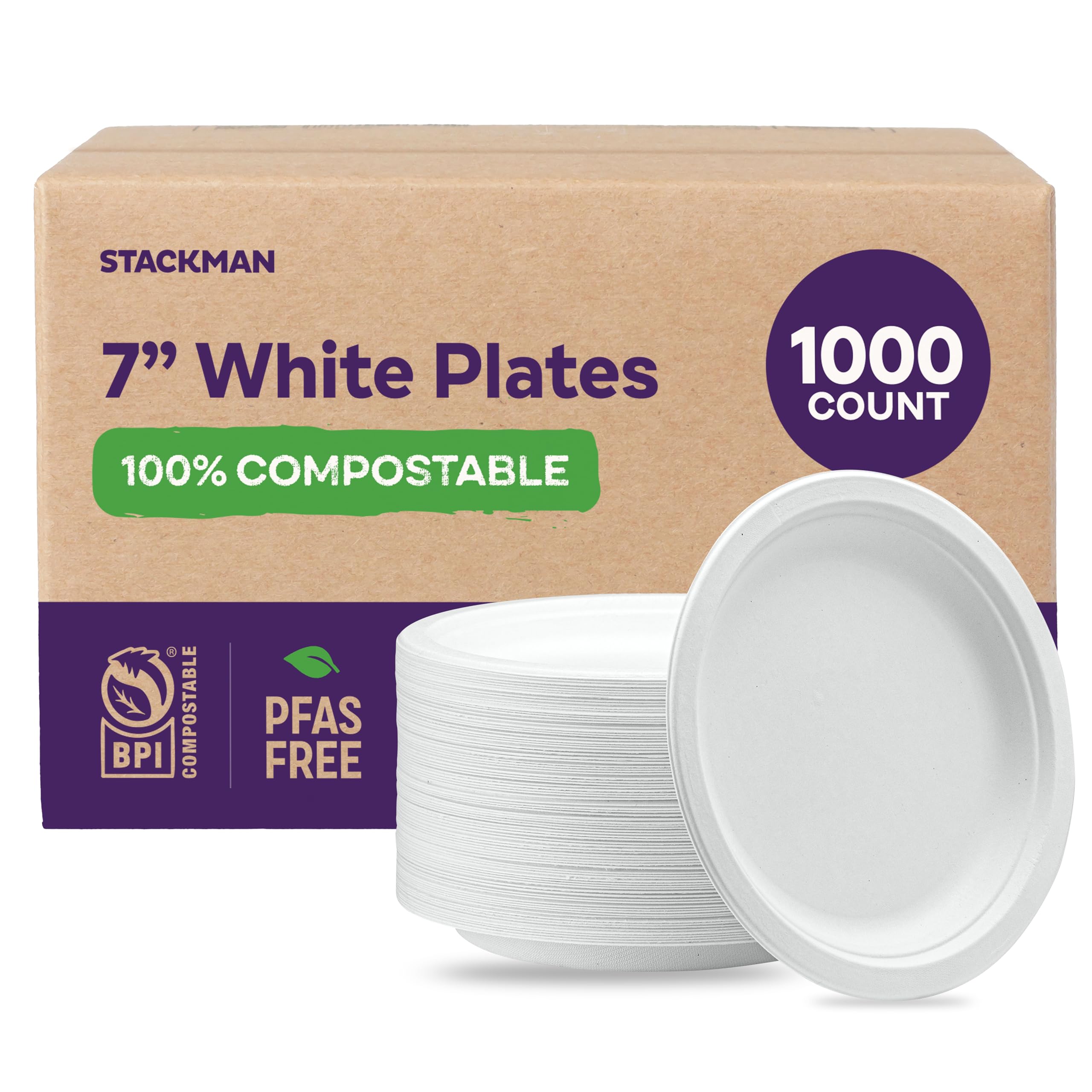 Mua 100% Compostable Paper Plates 7 Inch [1000 Count] Heavy-Duty ...