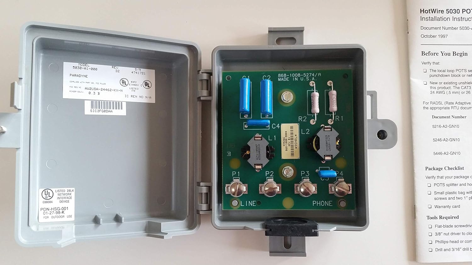 Amazon.com: Paradyne Hotwire Pots Splitter Remote Unit: Electronics