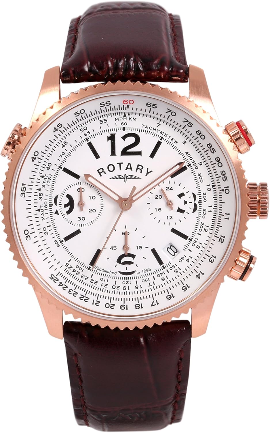 Rotary Timepieces Men's Quartz Watch with White Dial Chronograph ...