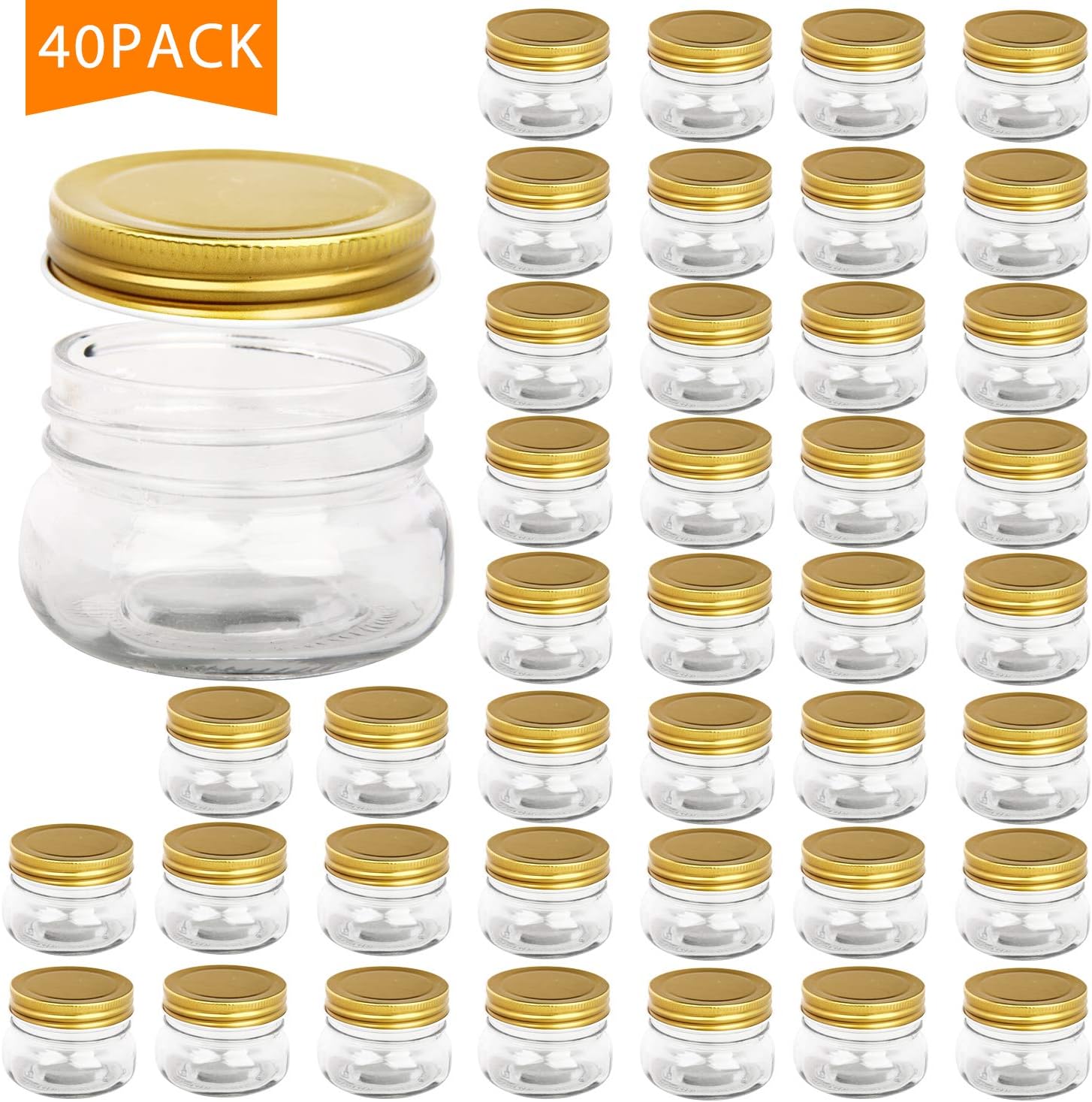 Encheng 5 Oz Wide Mouth Mason Jars Clear Glass Jars With Lids Golden Encheng 5 Oz Wide Mouth Mason Jars Clear Glass Jars With Lids Golden
