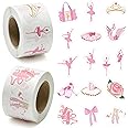 Amazon.com: BeYumi 1000Pcs Ballet Dance Themed Stickers in 2 Rolls Pink ...