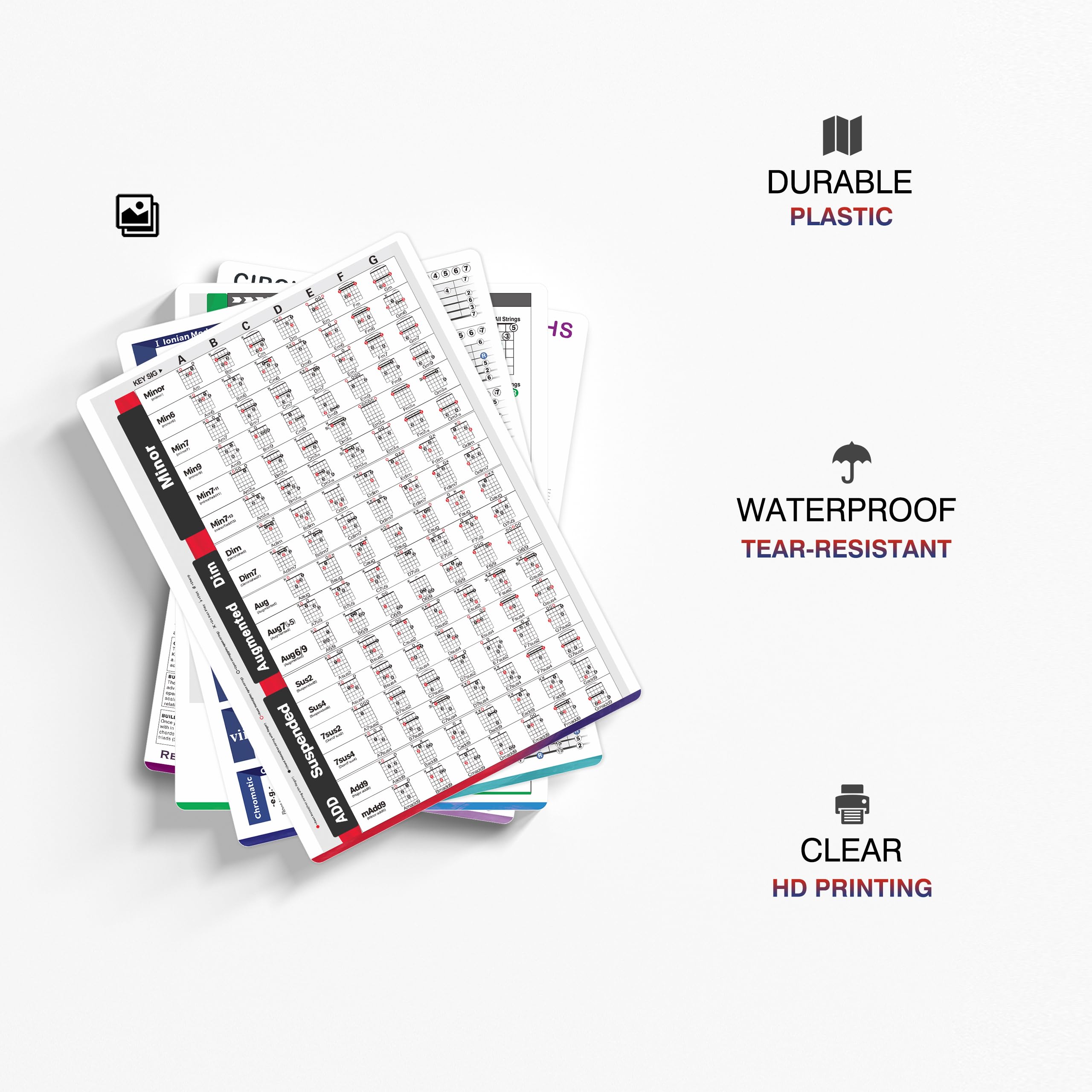 Mua Guitar Chord Cheat Sheet Cards RP-Plastic, Guitar Theory Chart of ...