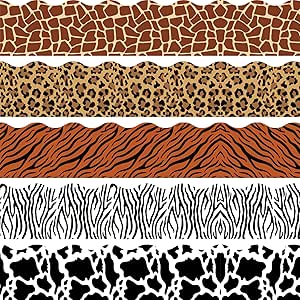 Amazon.com: 60 Pcs Animal Print Bulletin Board Border Safari Jungle ...