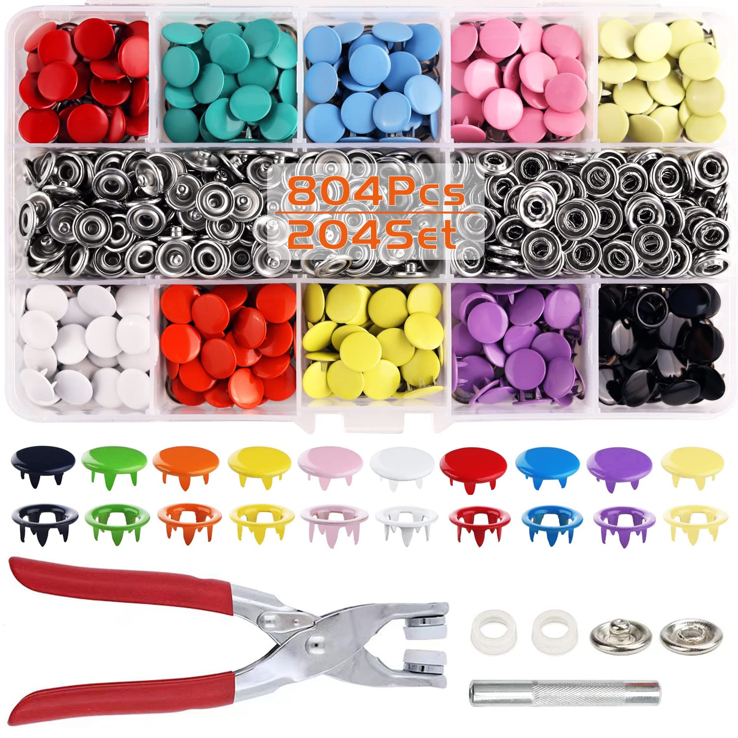 Snaps Buttons with Fastener Pliers Press Tool Kit, Snaps for Sewing ...