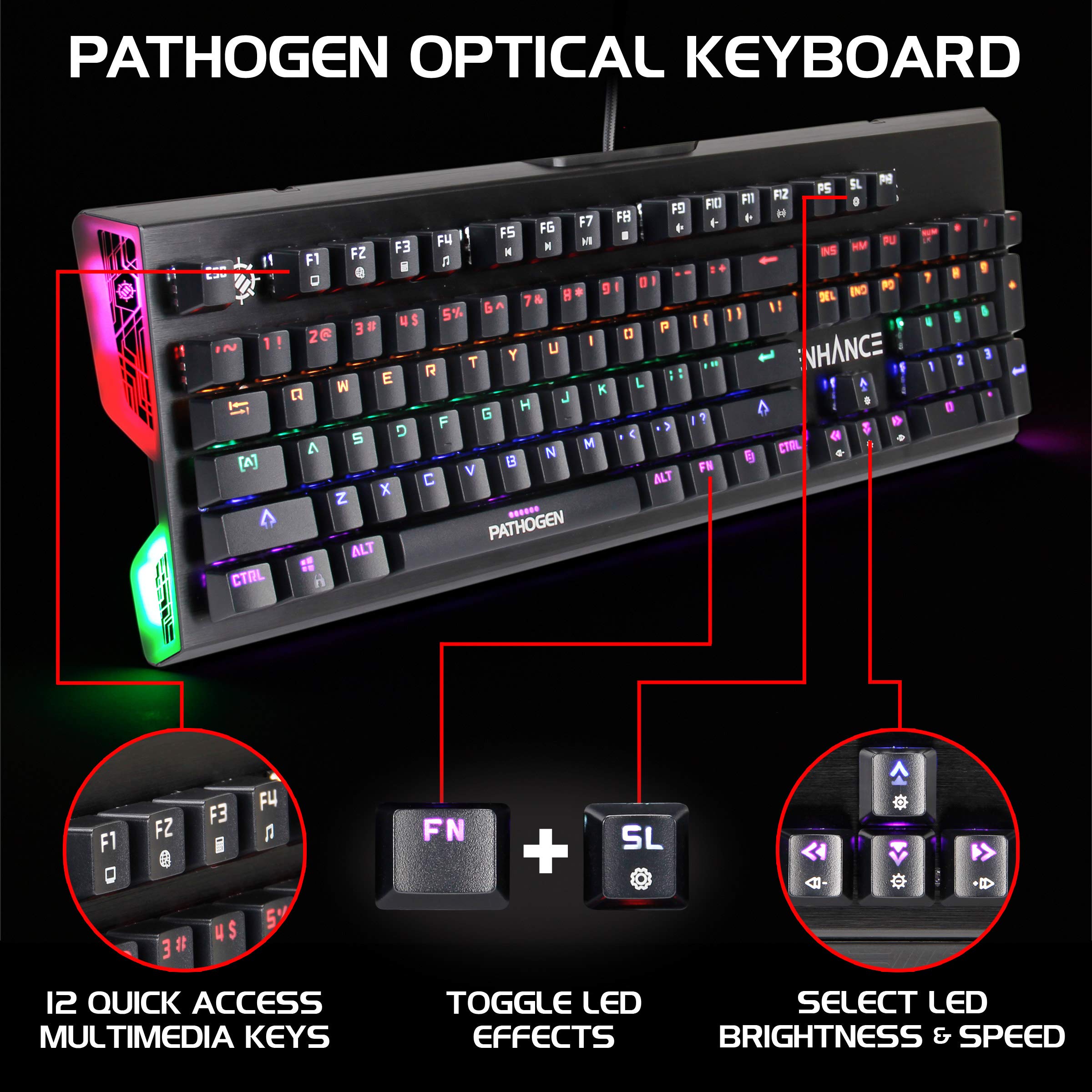 Mua ENHANCE Pathogen Gaming Keyboard - Blue Switch Mechanical Keyboard ...