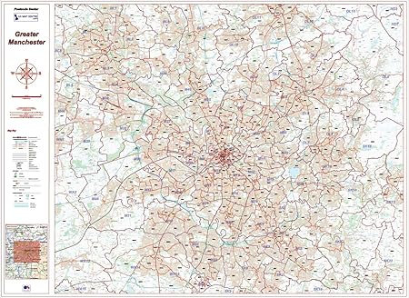 Postcode City Sector XL Map - Greater Manchester - Colour - Photo Paper ...
