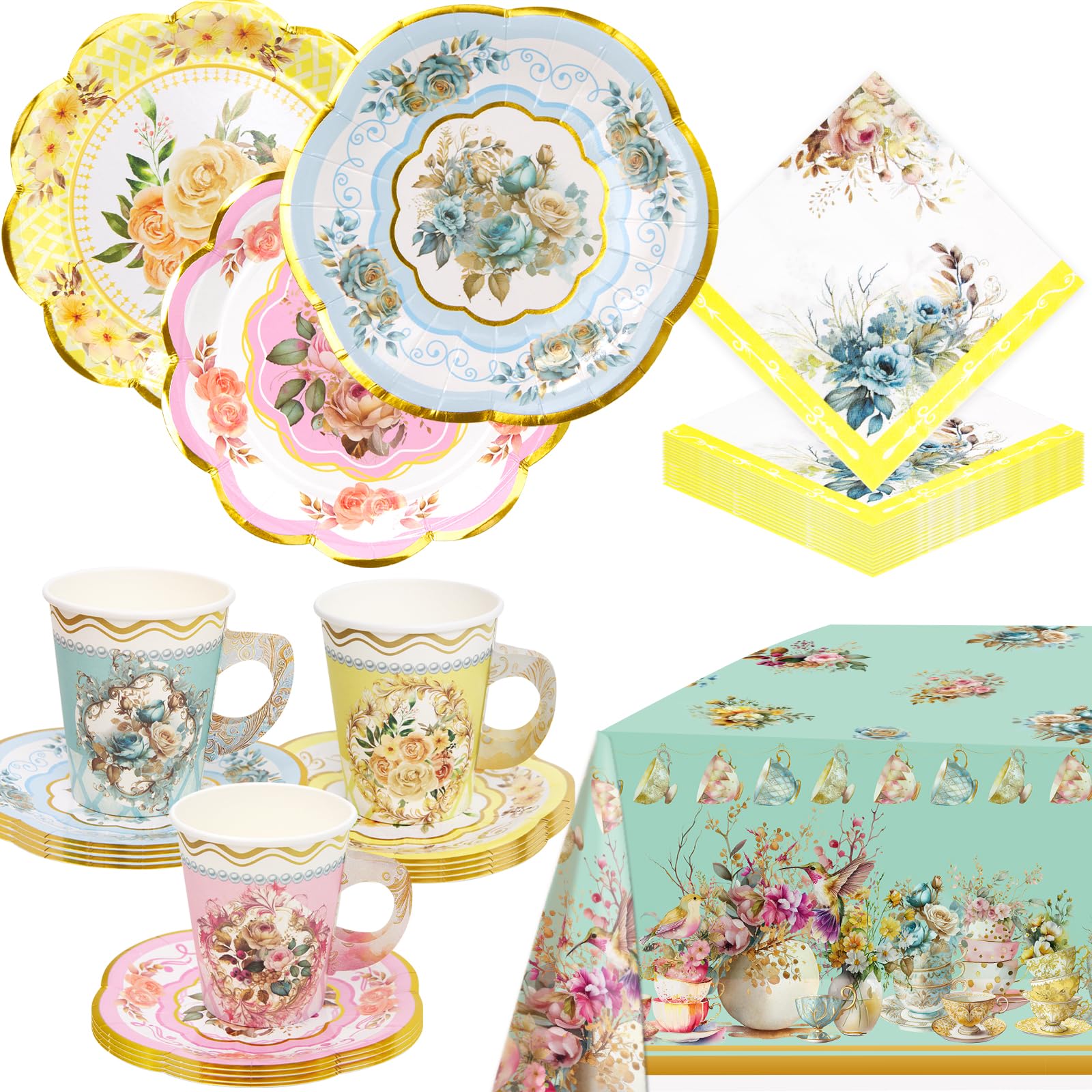Tea Party Supplies Floral Dinnerware Set Tea Party Decorations 24 ...