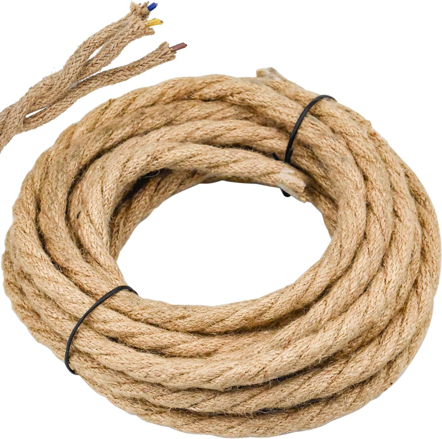 WEKON Electric Wire Rope, 5M 3 Cores Hemp Electric Wires, for DIY Light ...